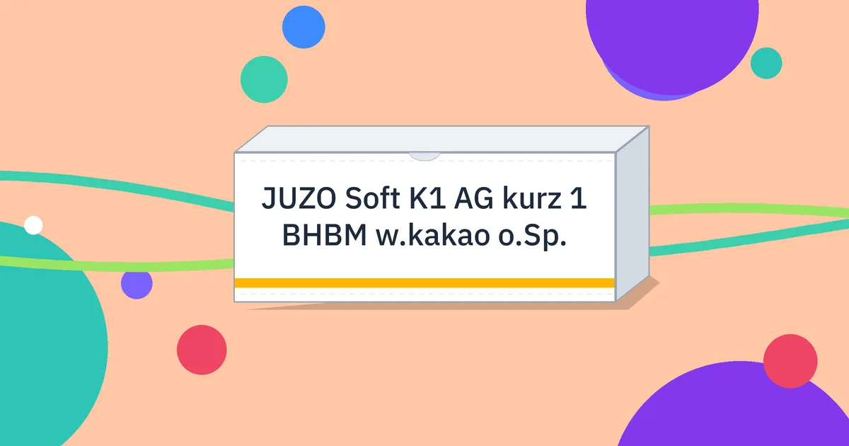 Symbolbild: Packung mit der Aufschrift JUZO Soft K1 AG kurz 1 BHBM w.kakao o.Sp. (PZN 14865838) – Verfügbarkeit und Bezug in Apotheken in Frankfurt am Main