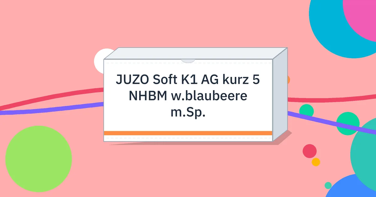 Symbolbild: Packung mit der Aufschrift JUZO Soft K1 AG kurz 5 NHBM w.blaubeere m.Sp. (PZN 15016432) – Verfügbarkeit und Bezug in Apotheken in Frankfurt am Main