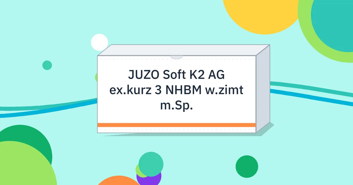 Symbolbild: Packung mit der Aufschrift JUZO Soft K2 AG ex.kurz 3 NHBM w.zimt m.Sp. (PZN 15022154) – Verfügbarkeit und Bezug in Apotheken in Frankfurt am Main