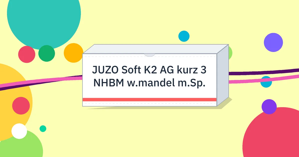 Symbolbild: Packung mit der Aufschrift JUZO Soft K2 AG kurz 3 NHBM w.mandel m.Sp. (PZN 15020209) – Verfügbarkeit und Bezug in Apotheken in Frankfurt am Main