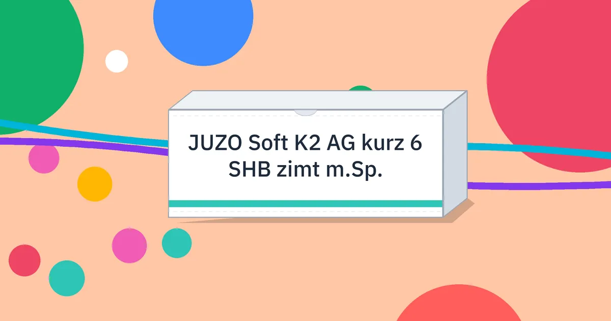 Symbolbild: Packung mit der Aufschrift JUZO Soft K2 AG kurz 6 SHB zimt m.Sp. (PZN 11308445) – Verfügbarkeit und Bezug in Apotheken in Frankfurt am Main