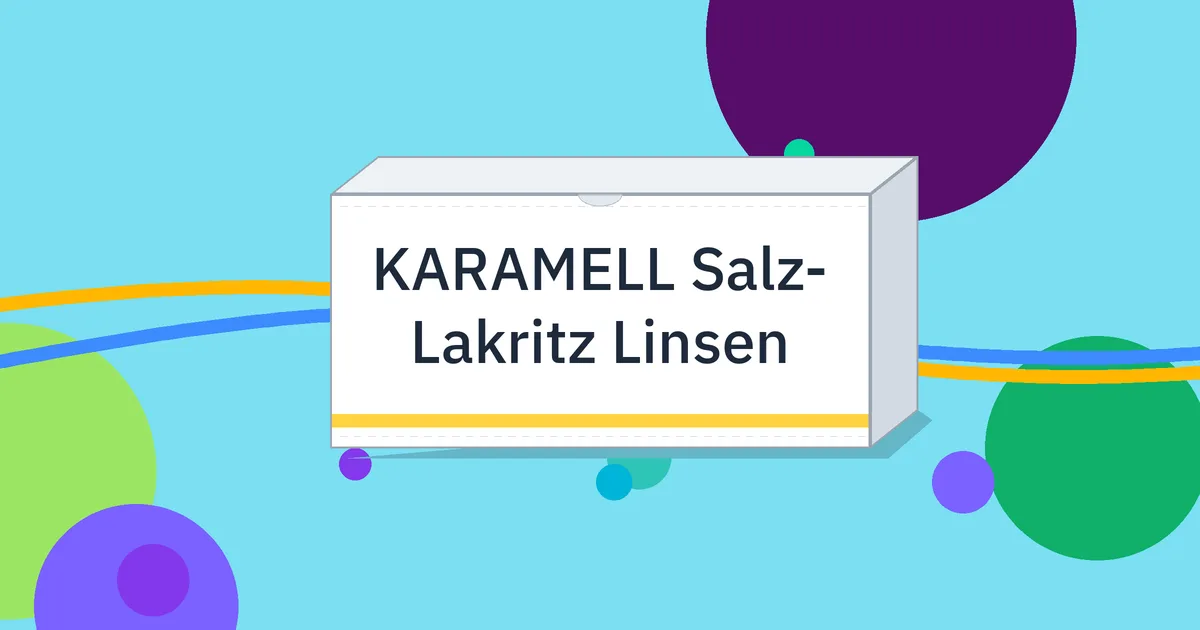 Symbolbild: Packung mit der Aufschrift KARAMELL Salz-Lakritz Linsen (PZN 20403125) – Verfügbarkeit und Bezug in Apotheken in Frankfurt am Main