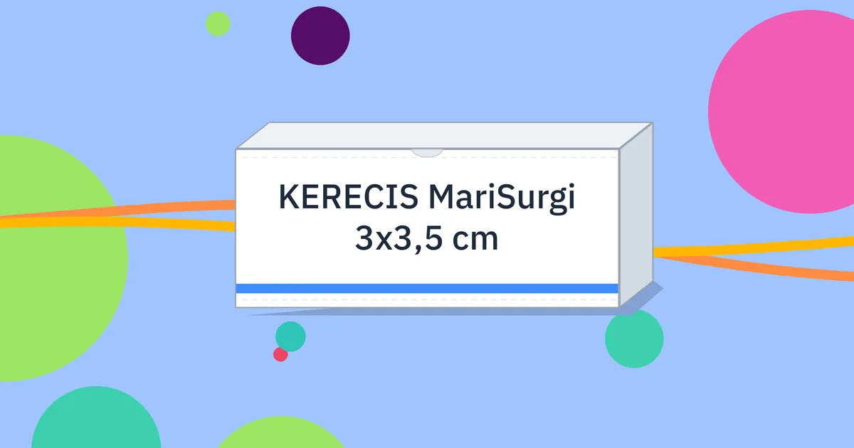 Symbolbild: Packung mit der Aufschrift KERECIS MariSurgi 3x3,5 cm (PZN 20600417) – Verfügbarkeit und Bezug in Apotheken in Frankfurt am Main