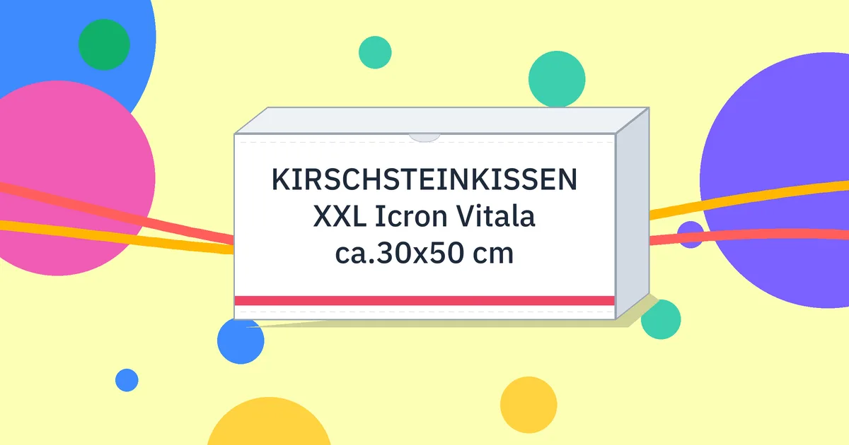 Symbolbild: Packung mit der Aufschrift KIRSCHSTEINKISSEN XXL Icron Vitala ca.30x50 cm (PZN 03670221) – Verfügbarkeit und Bezug in Apotheken in Frankfurt am Main