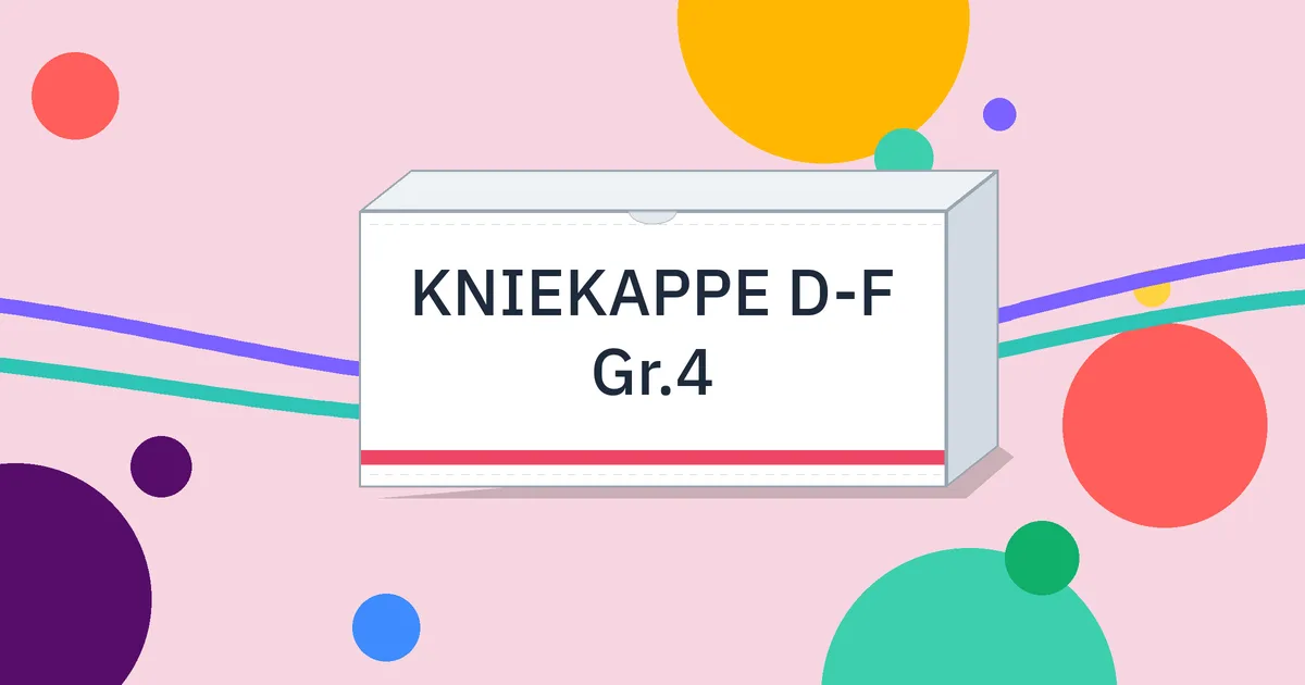 Symbolbild: Packung mit der Aufschrift KNIEKAPPE D-F Gr.4 (PZN 02444787) – Verfügbarkeit und Bezug in Apotheken in Frankfurt am Main