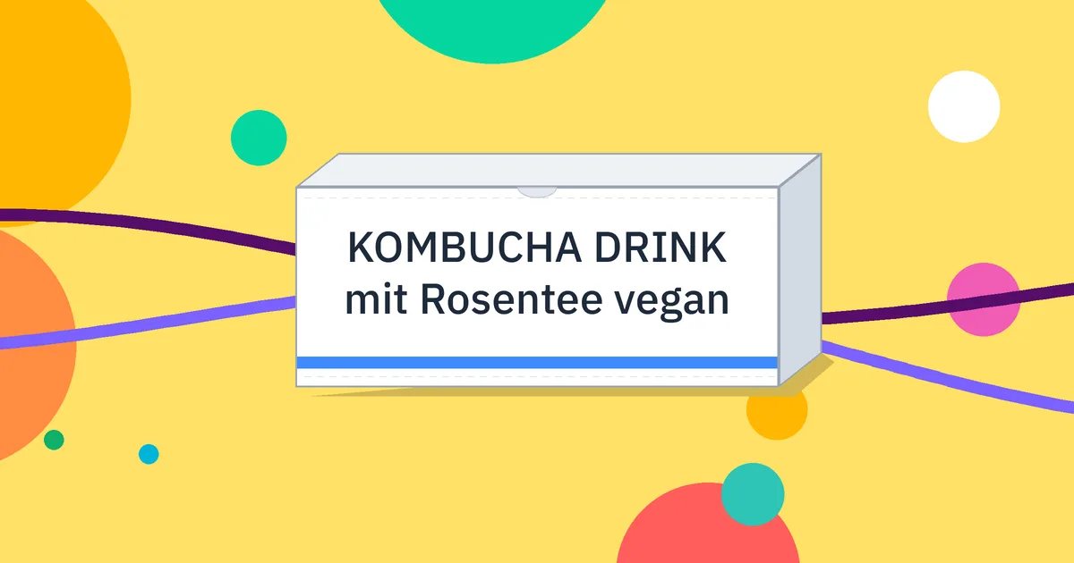 Symbolbild: Packung mit der Aufschrift KOMBUCHA DRINK mit Rosentee vegan (PZN 18099246) – Verfügbarkeit und Bezug in Apotheken in Frankfurt am Main