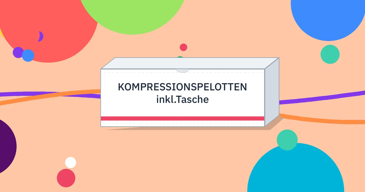 Symbolbild: Packung mit der Aufschrift KOMPRESSIONSPELOTTEN inkl.Tasche (PZN 20318454) – Verfügbarkeit und Bezug in Apotheken in Frankfurt am Main