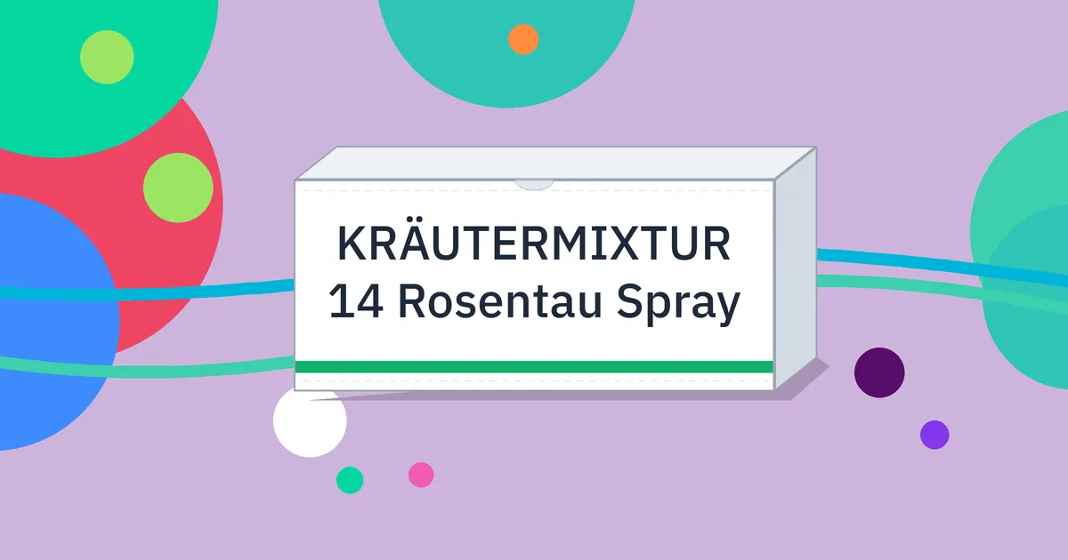 Symbolbild: Packung mit der Aufschrift KRÄUTERMIXTUR 14 Rosentau Spray (PZN 15329579) – Verfügbarkeit und Bezug in Apotheken in Frankfurt am Main