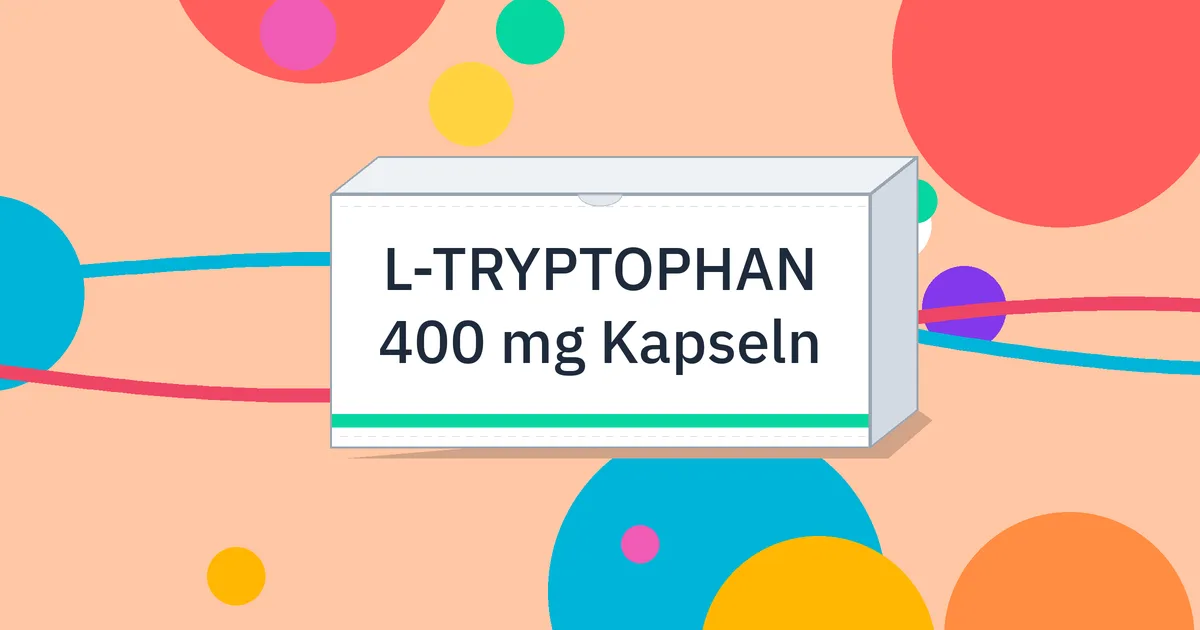 Symbolbild: Packung mit der Aufschrift L-TRYPTOPHAN 400 mg Kapseln (PZN 17965463) – Verfügbarkeit und Bezug in Apotheken in Frankfurt am Main