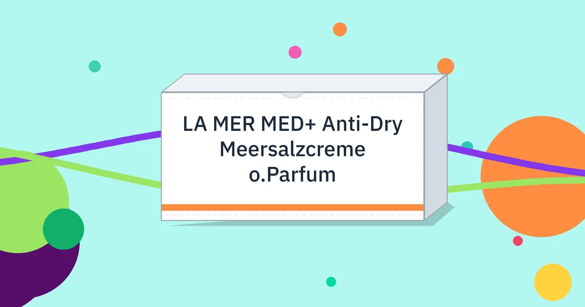 Symbolbild: Packung mit der Aufschrift LA MER MED+ Anti-Dry Meersalzcreme o.Parfum (PZN 16061558) – Verfügbarkeit und Bezug in Apotheken in Frankfurt am Main