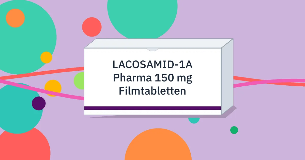 Symbolbild: Packung mit der Aufschrift LACOSAMID-1A Pharma 150 mg Filmtabletten (PZN 17419513) – Verfügbarkeit und Bezug in Apotheken in Frankfurt am Main
