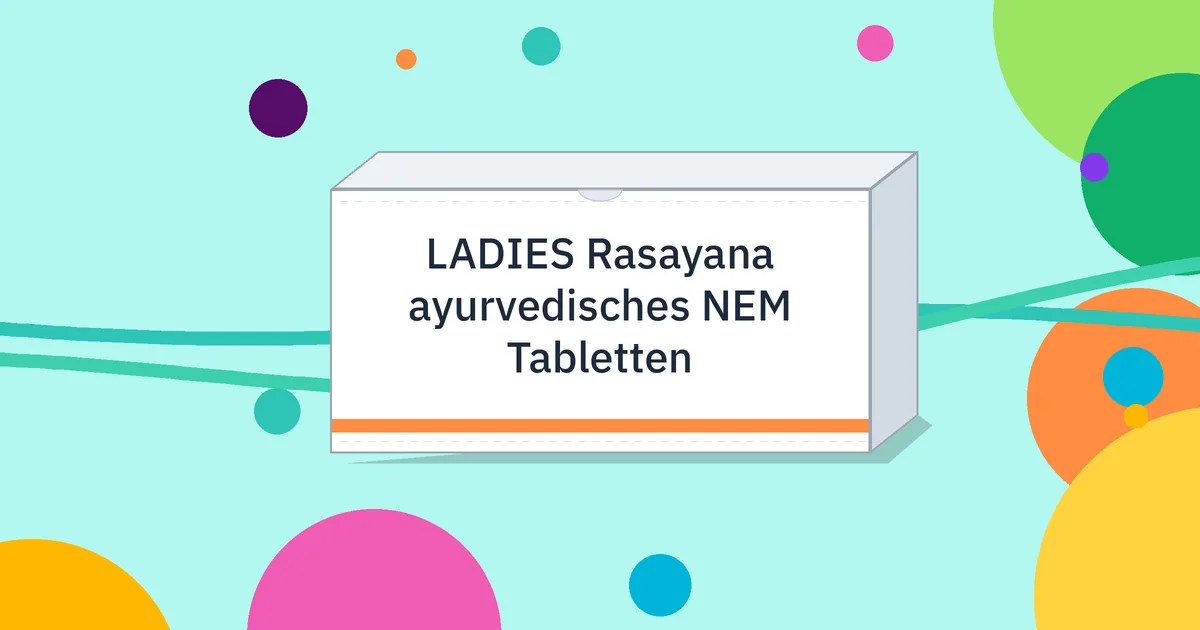 Symbolbild: Packung mit der Aufschrift LADIES Rasayana ayurvedisches NEM Tabletten (PZN 17880034) – Verfügbarkeit und Bezug in Apotheken in Frankfurt am Main