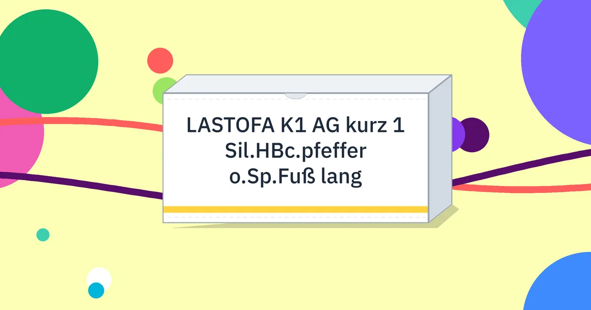 Symbolbild: Packung mit der Aufschrift LASTOFA K1 AG kurz 1 Sil.HBc.pfeffer o.Sp.Fuß lang (PZN 14147899) – Verfügbarkeit und Bezug in Apotheken in Frankfurt am Main