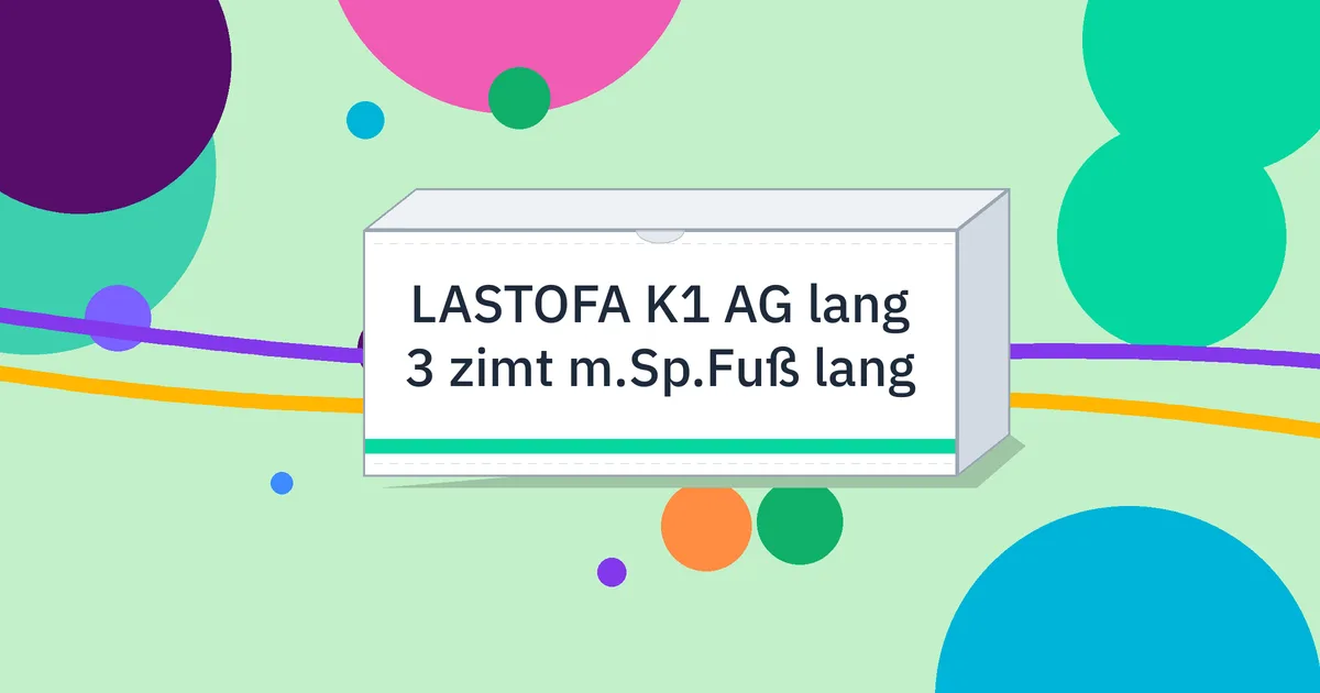Symbolbild: Packung mit der Aufschrift LASTOFA K1 AG lang 3 zimt m.Sp.Fuß lang (PZN 13790802) – Verfügbarkeit und Bezug in Apotheken in Frankfurt am Main