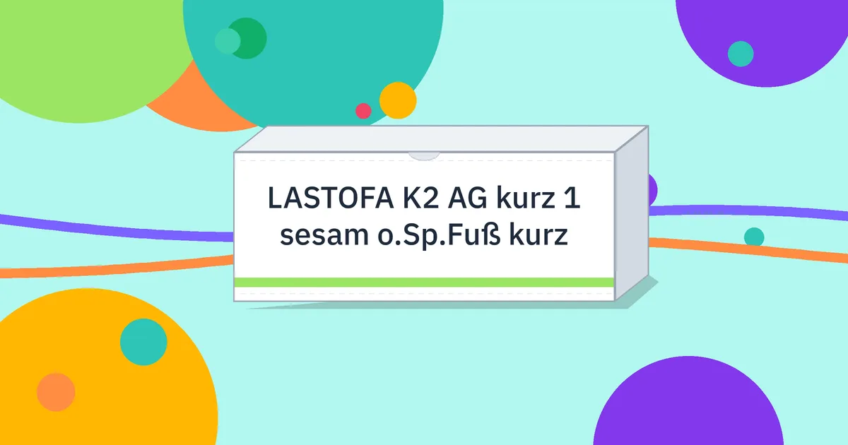 Symbolbild: Packung mit der Aufschrift LASTOFA K2 AG kurz 1 sesam o.Sp.Fuß kurz (PZN 13802422) – Verfügbarkeit und Bezug in Apotheken in Frankfurt am Main