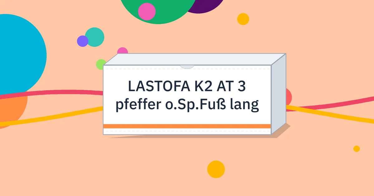 Symbolbild: Packung mit der Aufschrift LASTOFA K2 AT 3 pfeffer o.Sp.Fuß lang (PZN 14151665) – Verfügbarkeit und Bezug in Apotheken in Frankfurt am Main
