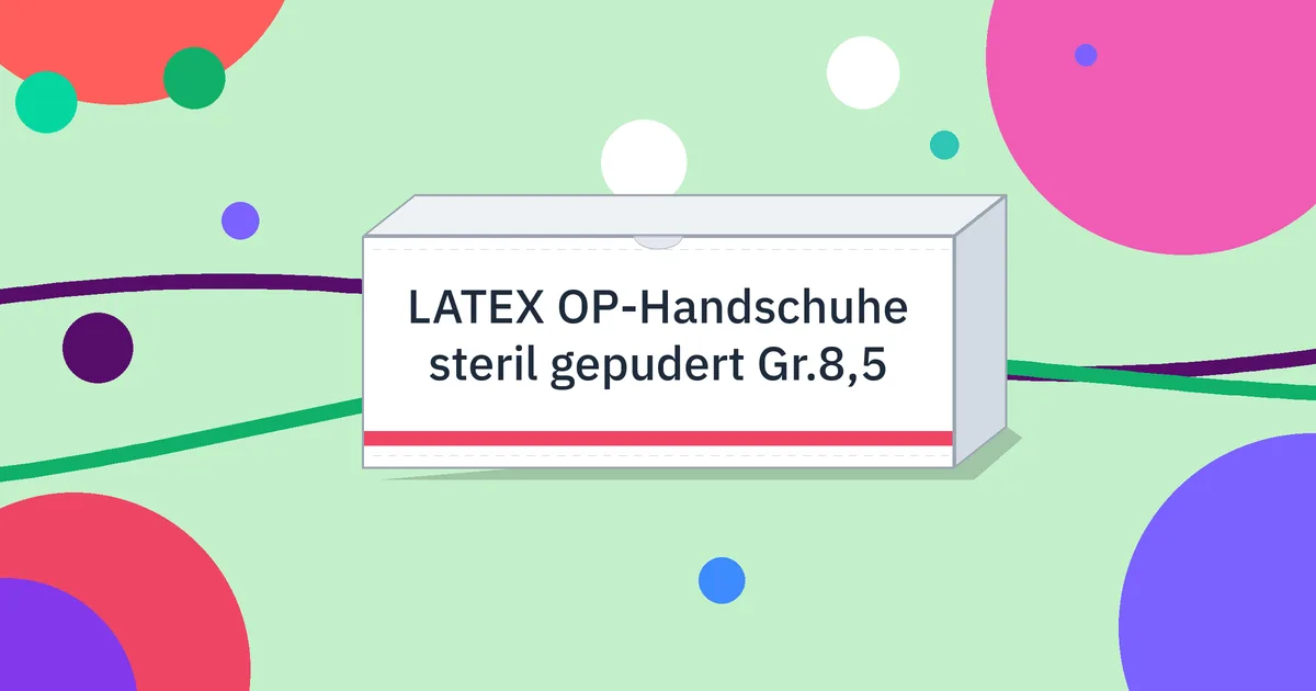 Symbolbild: Packung mit der Aufschrift LATEX OP-Handschuhe steril gepudert Gr.8,5 (PZN 19404680) – Verfügbarkeit und Bezug in Apotheken in Frankfurt am Main