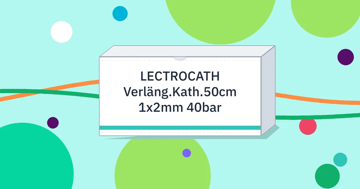Symbolbild: Packung mit der Aufschrift LECTROCATH Verläng.Kath.50cm 1x2mm 40bar (PZN 00965861) – Verfügbarkeit und Bezug in Apotheken in Frankfurt am Main
