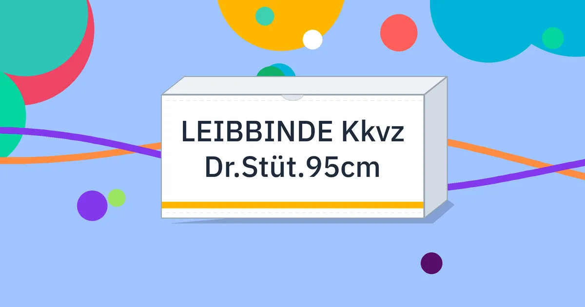 Symbolbild: Packung mit der Aufschrift LEIBBINDE Kkvz Dr.Stüt.95cm (PZN 01966621) – Verfügbarkeit und Bezug in Apotheken in Frankfurt am Main