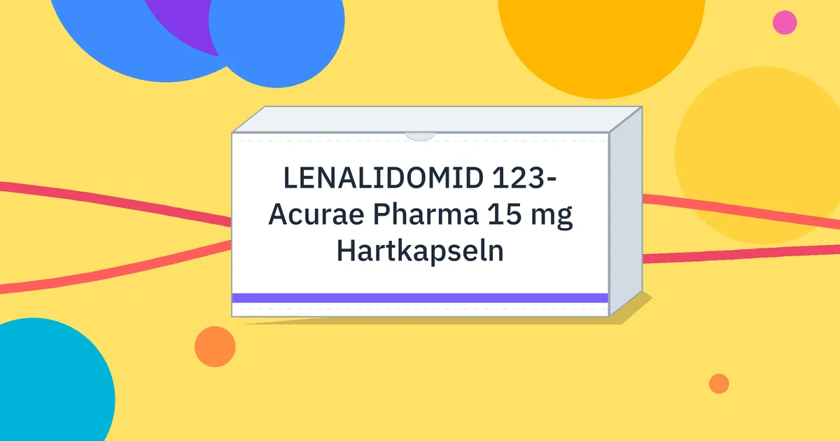 Symbolbild: Packung mit der Aufschrift LENALIDOMID 123-Acurae Pharma 15 mg Hartkapseln (PZN 17612569) – Verfügbarkeit und Bezug in Apotheken in Frankfurt am Main