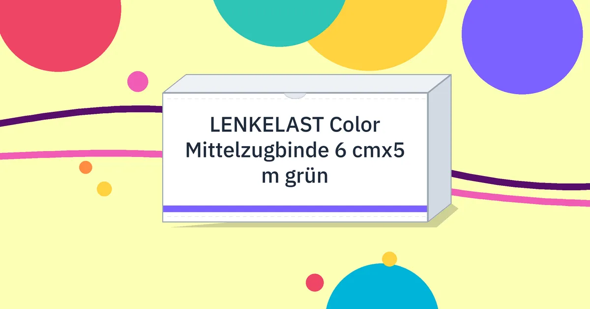 Symbolbild: Packung mit der Aufschrift LENKELAST Color Mittelzugbinde 6 cmx5 m grün (PZN 11606728) – Verfügbarkeit und Bezug in Apotheken in Frankfurt am Main