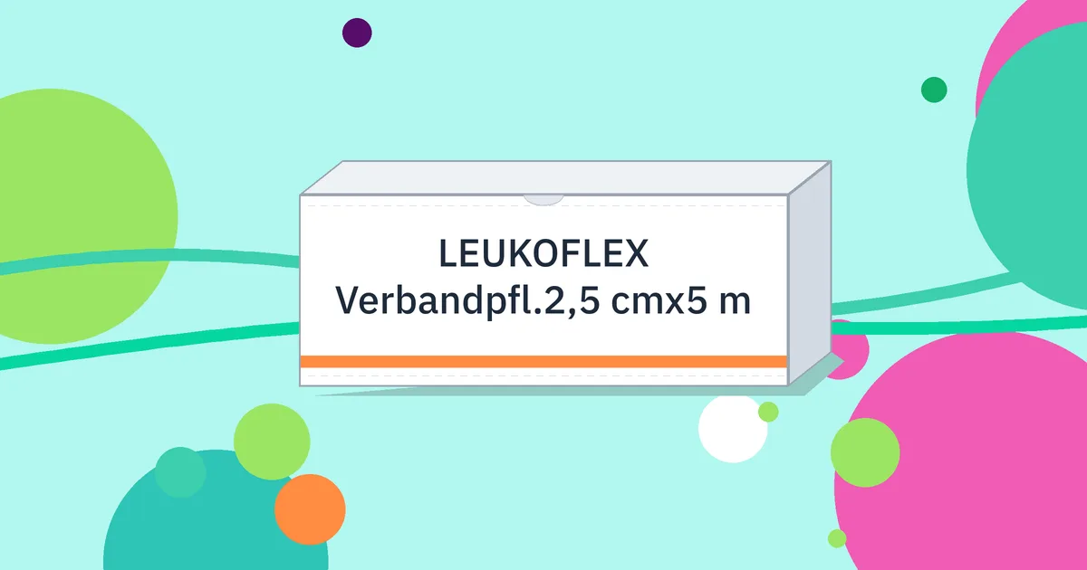 Symbolbild: Packung mit der Aufschrift LEUKOFLEX Verbandpfl.2,5 cmx5 m (PZN 04593451) – Verfügbarkeit und Bezug in Apotheken in Frankfurt am Main