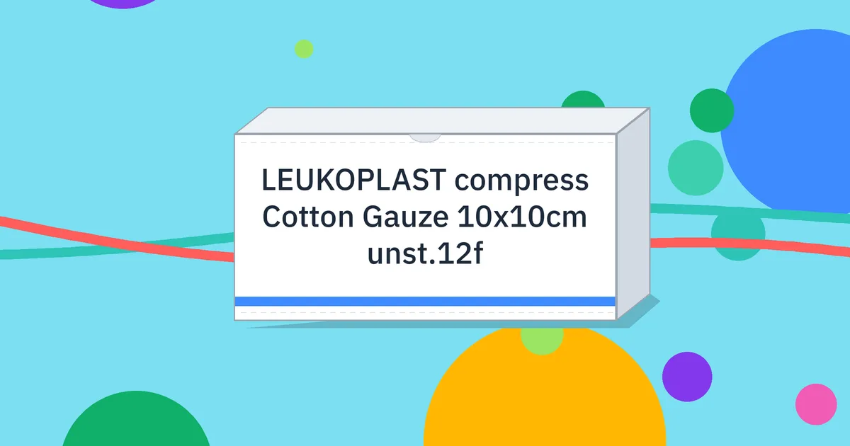 Symbolbild: Packung mit der Aufschrift LEUKOPLAST compress Cotton Gauze 10x10cm unst.12f (PZN 17207774) – Verfügbarkeit und Bezug in Apotheken in Frankfurt am Main