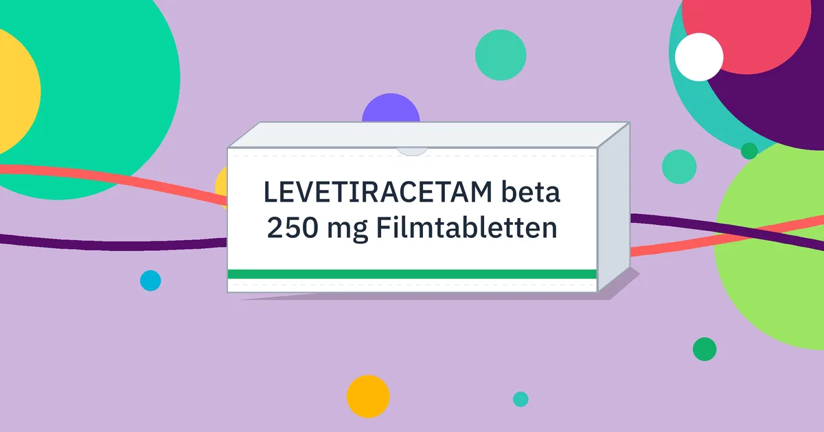 Symbolbild: Packung mit der Aufschrift LEVETIRACETAM beta 250 mg Filmtabletten (PZN 08841058) – Verfügbarkeit und Bezug in Apotheken in Frankfurt am Main