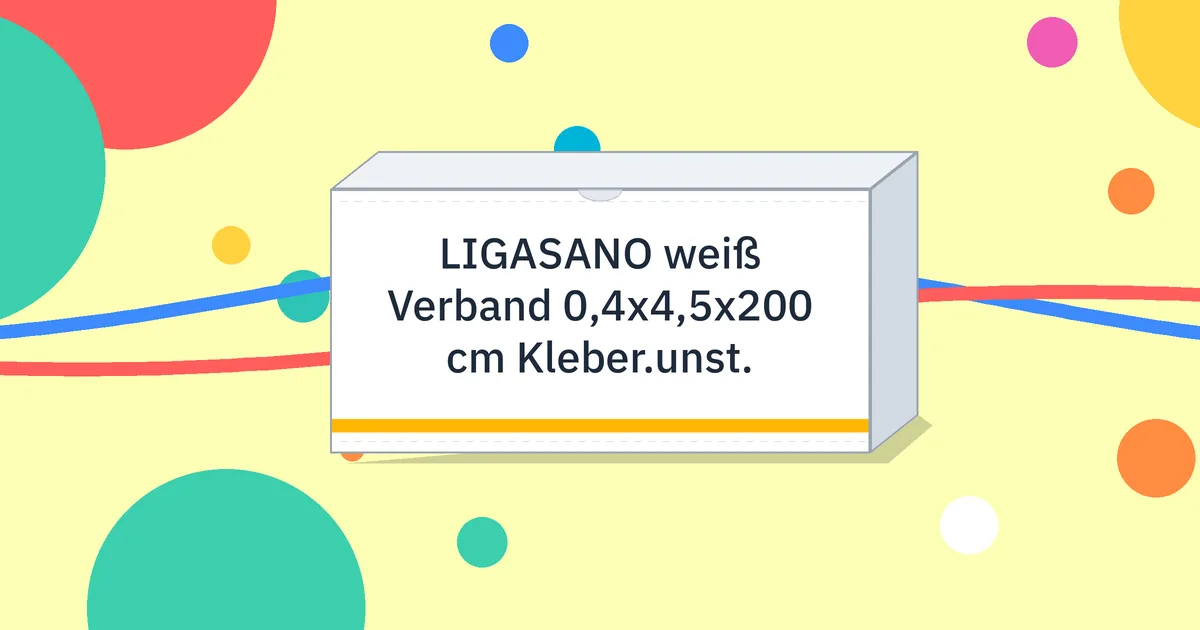 Symbolbild: Packung mit der Aufschrift LIGASANO weiß Verband 0,4x4,5x200 cm Kleber.unst. (PZN 20171732) – Verfügbarkeit und Bezug in Apotheken in Frankfurt am Main