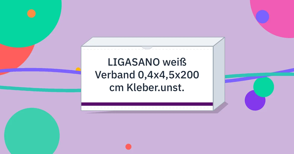 Symbolbild: Packung mit der Aufschrift LIGASANO weiß Verband 0,4x4,5x200 cm Kleber.unst. (PZN 17251195) – Verfügbarkeit und Bezug in Apotheken in Frankfurt am Main