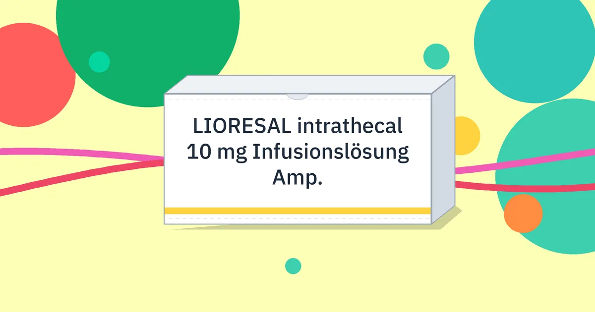 Symbolbild: Packung mit der Aufschrift LIORESAL intrathecal 10 mg Infusionslösung Amp. (PZN 04894000) – Verfügbarkeit und Bezug in Apotheken in Frankfurt am Main