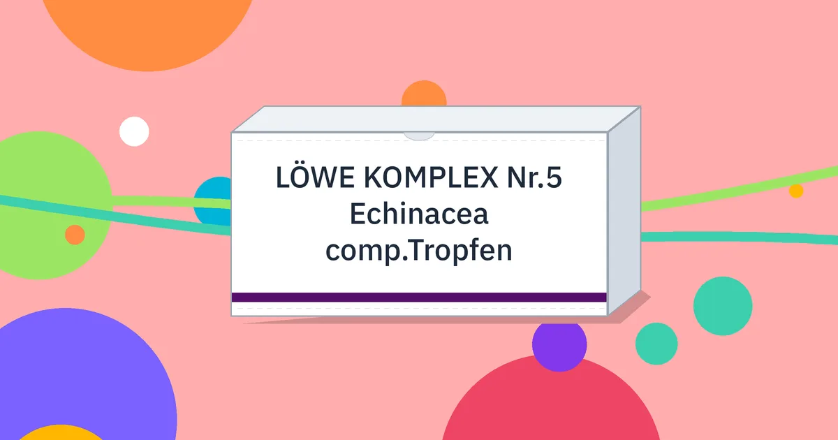 Symbolbild: Packung mit der Aufschrift LÖWE KOMPLEX Nr.5 Echinacea comp.Tropfen (PZN 01036247) – Verfügbarkeit und Bezug in Apotheken in Frankfurt am Main
