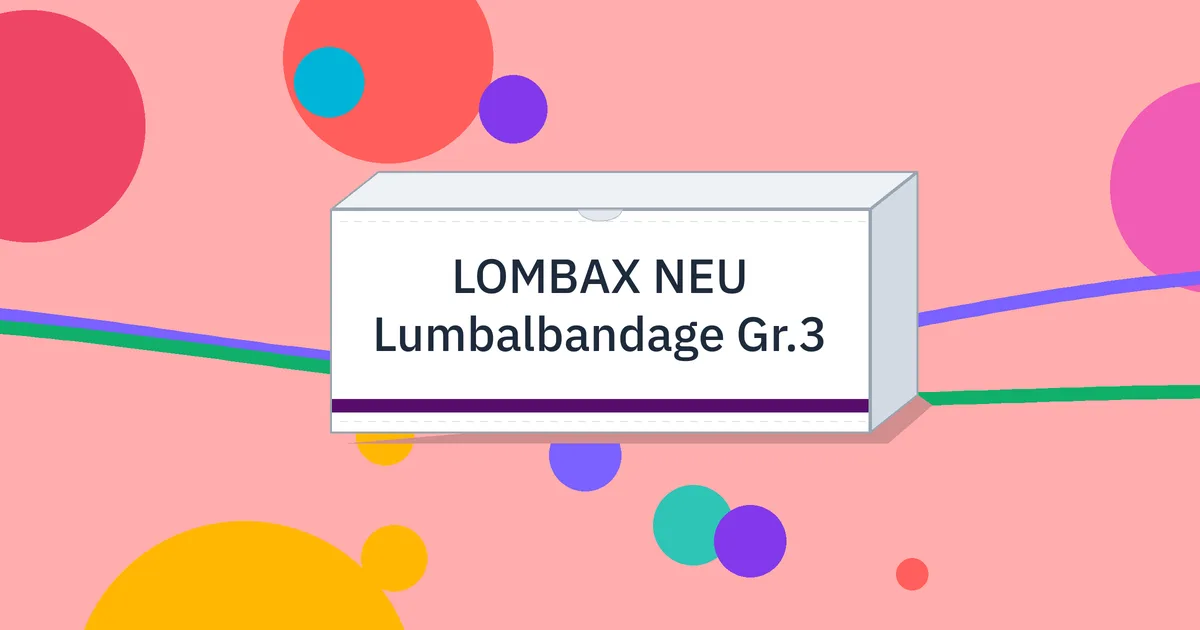 Symbolbild: Packung mit der Aufschrift LOMBAX NEU Lumbalbandage Gr.3 (PZN 01352787) – Verfügbarkeit und Bezug in Apotheken in Frankfurt am Main