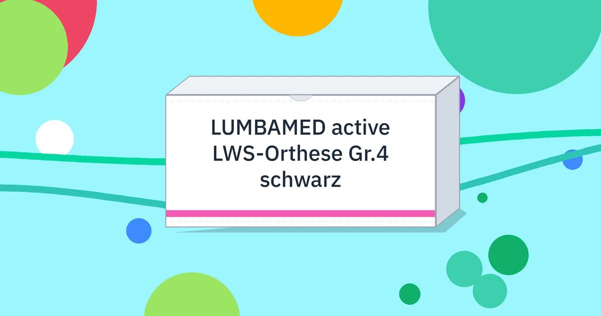 Symbolbild: Packung mit der Aufschrift LUMBAMED active LWS-Orthese Gr.4 schwarz (PZN 15314922) – Verfügbarkeit und Bezug in Apotheken in Frankfurt am Main