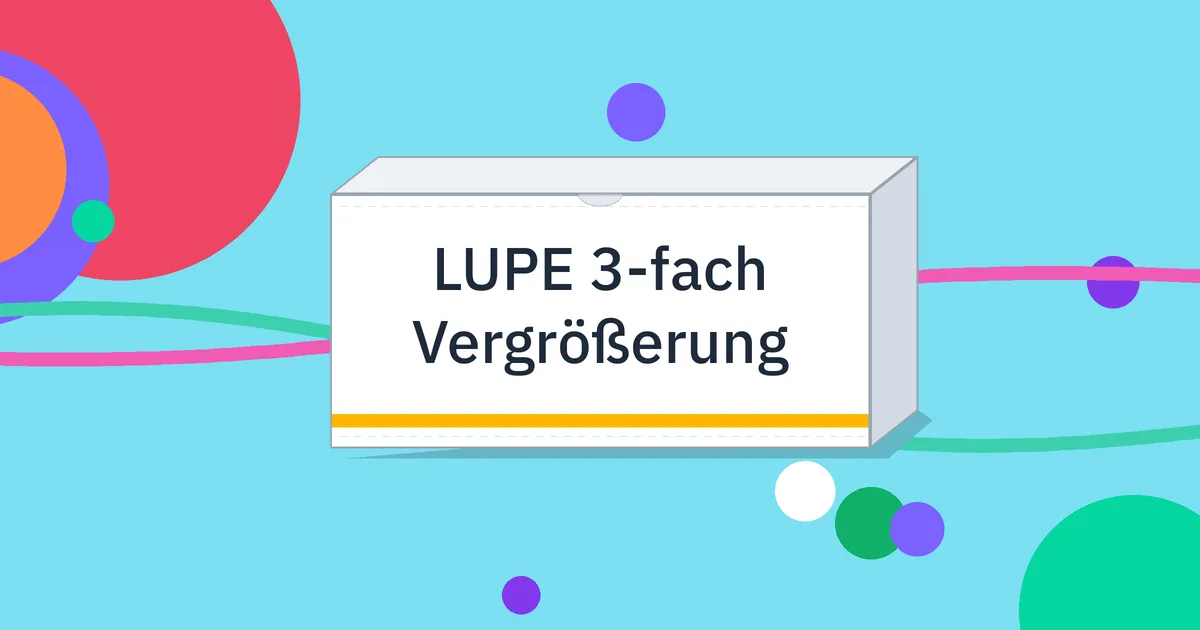 Symbolbild: Packung mit der Aufschrift LUPE 3-fach Vergrößerung (PZN 15633679) – Verfügbarkeit und Bezug in Apotheken in Frankfurt am Main