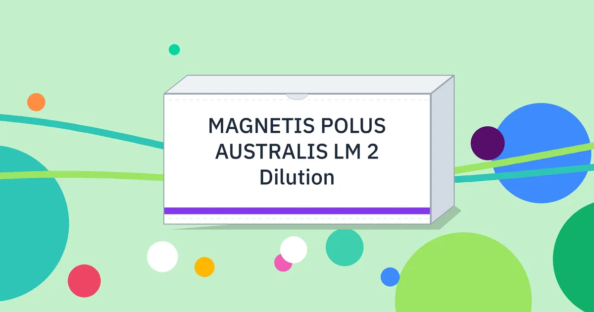 Symbolbild: Packung mit der Aufschrift MAGNETIS POLUS AUSTRALIS LM 2 Dilution (PZN 12941305) – Verfügbarkeit und Bezug in Apotheken in Frankfurt am Main