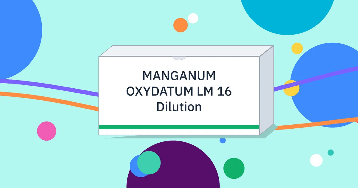 Symbolbild: Packung mit der Aufschrift MANGANUM OXYDATUM LM 16 Dilution (PZN 12944663) – Verfügbarkeit und Bezug in Apotheken in Frankfurt am Main