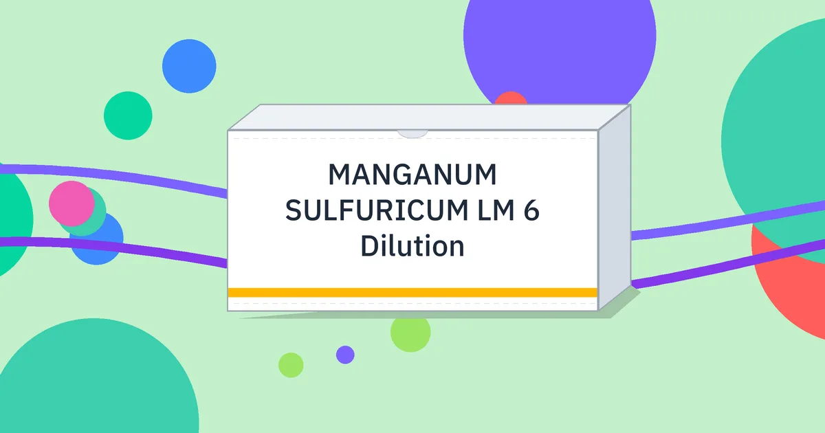 Symbolbild: Packung mit der Aufschrift MANGANUM SULFURICUM LM 6 Dilution (PZN 12945935) – Verfügbarkeit und Bezug in Apotheken in Frankfurt am Main