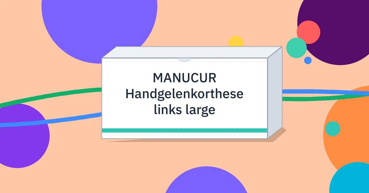 Symbolbild: Packung mit der Aufschrift MANUCUR Handgelenkorthese links large (PZN 17527711) – Verfügbarkeit und Bezug in Apotheken in Frankfurt am Main
