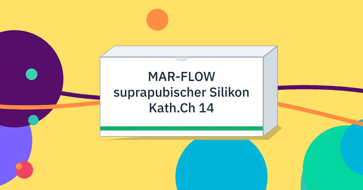Symbolbild: Packung mit der Aufschrift MAR-FLOW suprapubischer Silikon Kath.Ch 14 (PZN 03687724) – Verfügbarkeit und Bezug in Apotheken in Frankfurt am Main