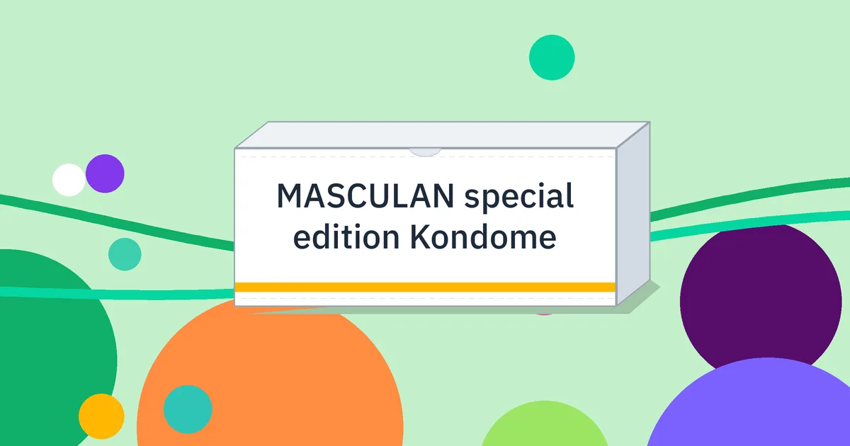 Symbolbild: Packung mit der Aufschrift MASCULAN special edition Kondome (PZN 06087611) – Verfügbarkeit und Bezug in Apotheken in Frankfurt am Main