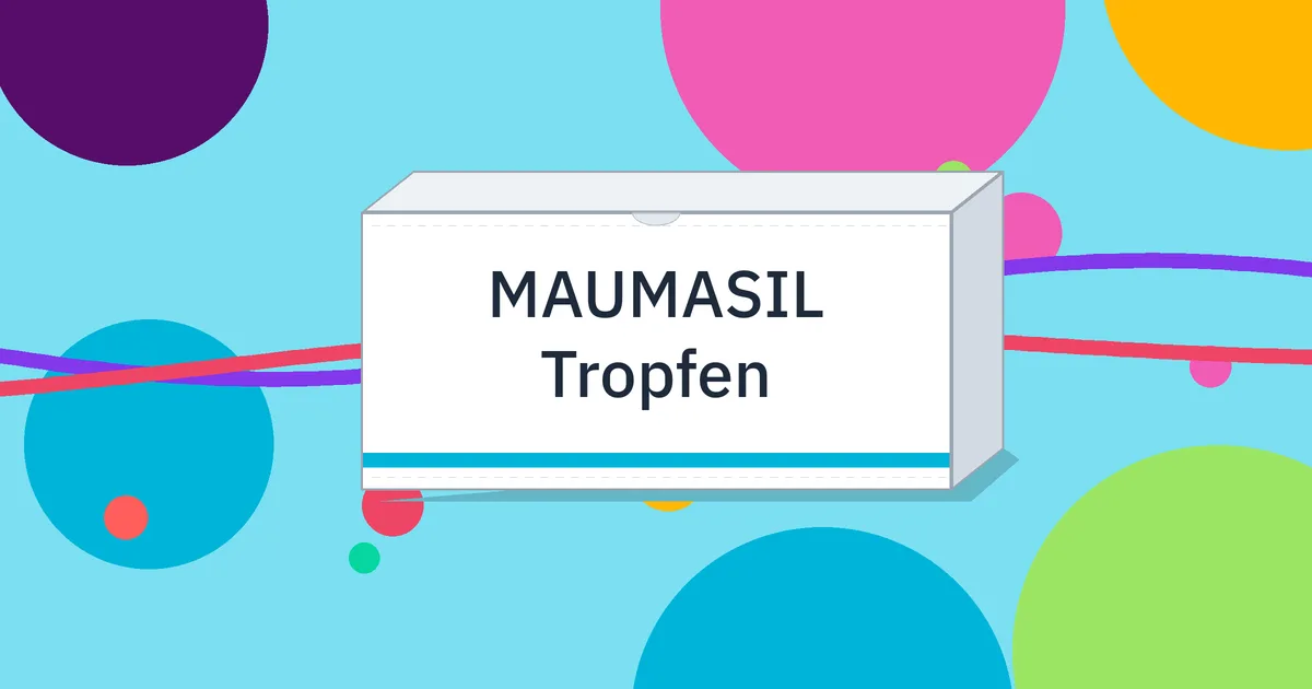 Symbolbild: Packung mit der Aufschrift MAUMASIL Tropfen (PZN 04636108) – Verfügbarkeit und Bezug in Apotheken in Frankfurt am Main