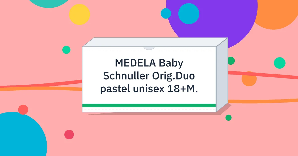 Symbolbild: Packung mit der Aufschrift MEDELA Baby Schnuller Orig.Duo pastel unisex 18+M. (PZN 18031389) – Verfügbarkeit und Bezug in Apotheken in Frankfurt am Main