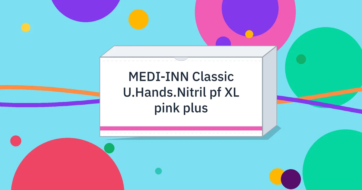 Symbolbild: Packung mit der Aufschrift MEDI-INN Classic U.Hands.Nitril pf XL pink plus (PZN 18444826) – Verfügbarkeit und Bezug in Apotheken in Frankfurt am Main