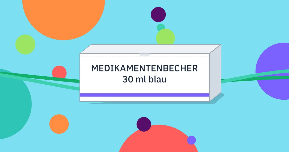 Symbolbild: Packung mit der Aufschrift MEDIKAMENTENBECHER 30 ml blau (PZN 05959807) – Verfügbarkeit und Bezug in Apotheken in Frankfurt am Main