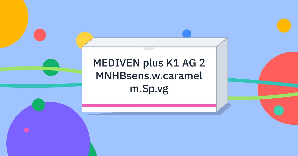 Symbolbild: Packung mit der Aufschrift MEDIVEN plus K1 AG 2 MNHBsens.w.caramel m.Sp.vg (PZN 16072970) – Verfügbarkeit und Bezug in Apotheken in Frankfurt am Main