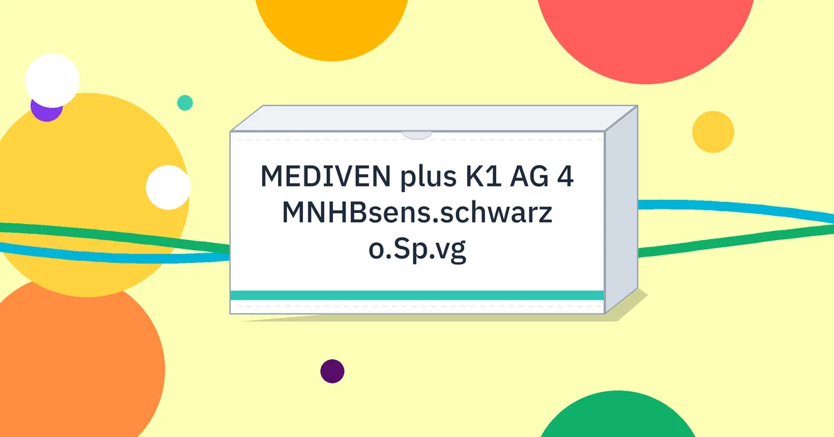 Symbolbild: Packung mit der Aufschrift MEDIVEN plus K1 AG 4 MNHBsens.schwarz o.Sp.vg (PZN 16072467) – Verfügbarkeit und Bezug in Apotheken in Frankfurt am Main