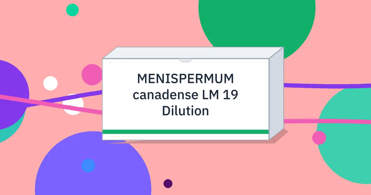 Symbolbild: Packung mit der Aufschrift MENISPERMUM canadense LM 19 Dilution (PZN 13603384) – Verfügbarkeit und Bezug in Apotheken in Frankfurt am Main