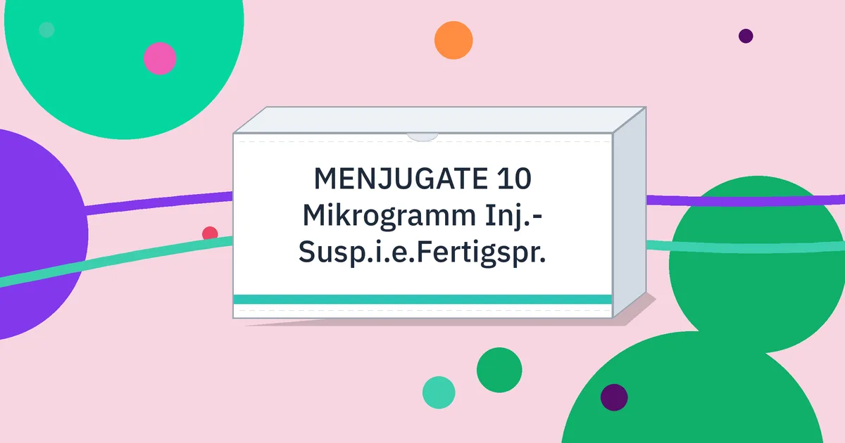 Symbolbild: Packung mit der Aufschrift MENJUGATE 10 Mikrogramm Inj.-Susp.i.e.Fertigspr. (PZN 12454315) – Verfügbarkeit und Bezug in Apotheken in Frankfurt am Main