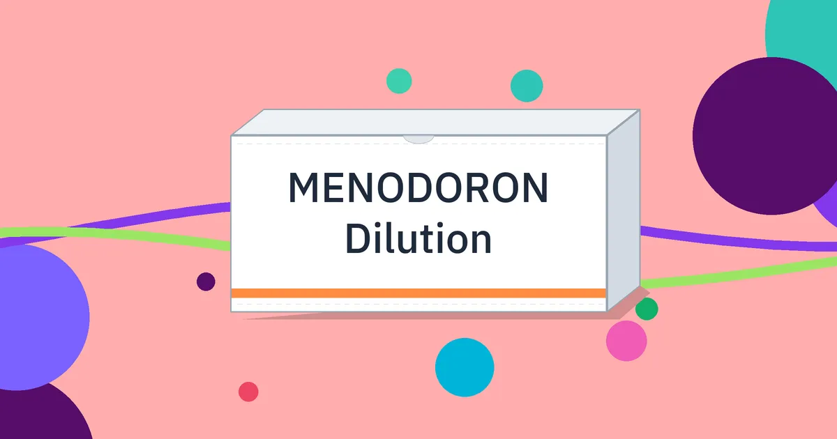Symbolbild: Packung mit der Aufschrift MENODORON Dilution (PZN 15426851) – Verfügbarkeit und Bezug in Apotheken in Frankfurt am Main